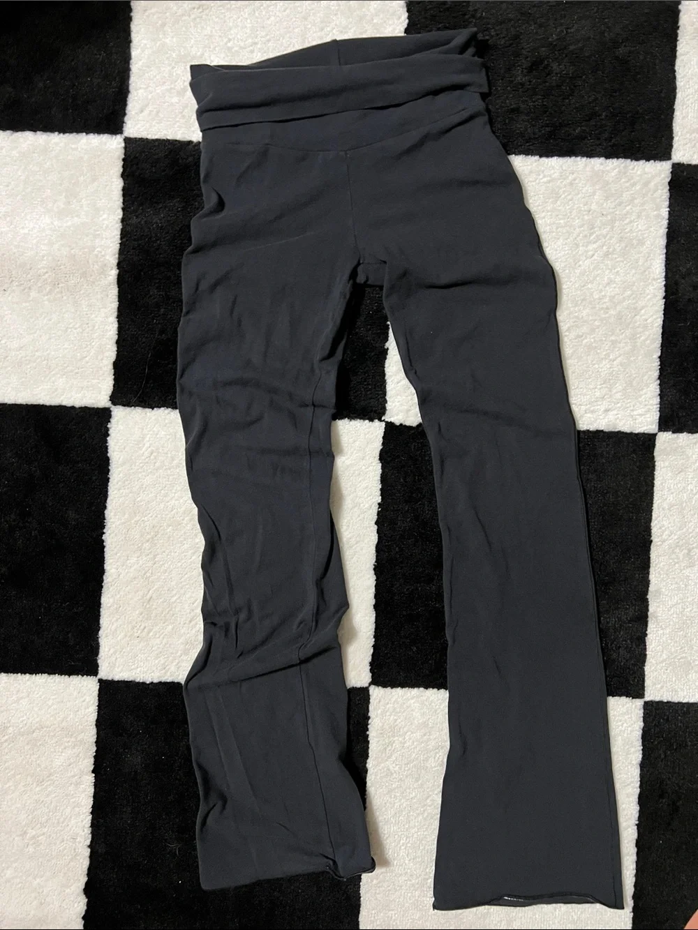 SKIMS | Pants & Jumpsuits | Skims Black Wideleg Foldover Waist Pants ...